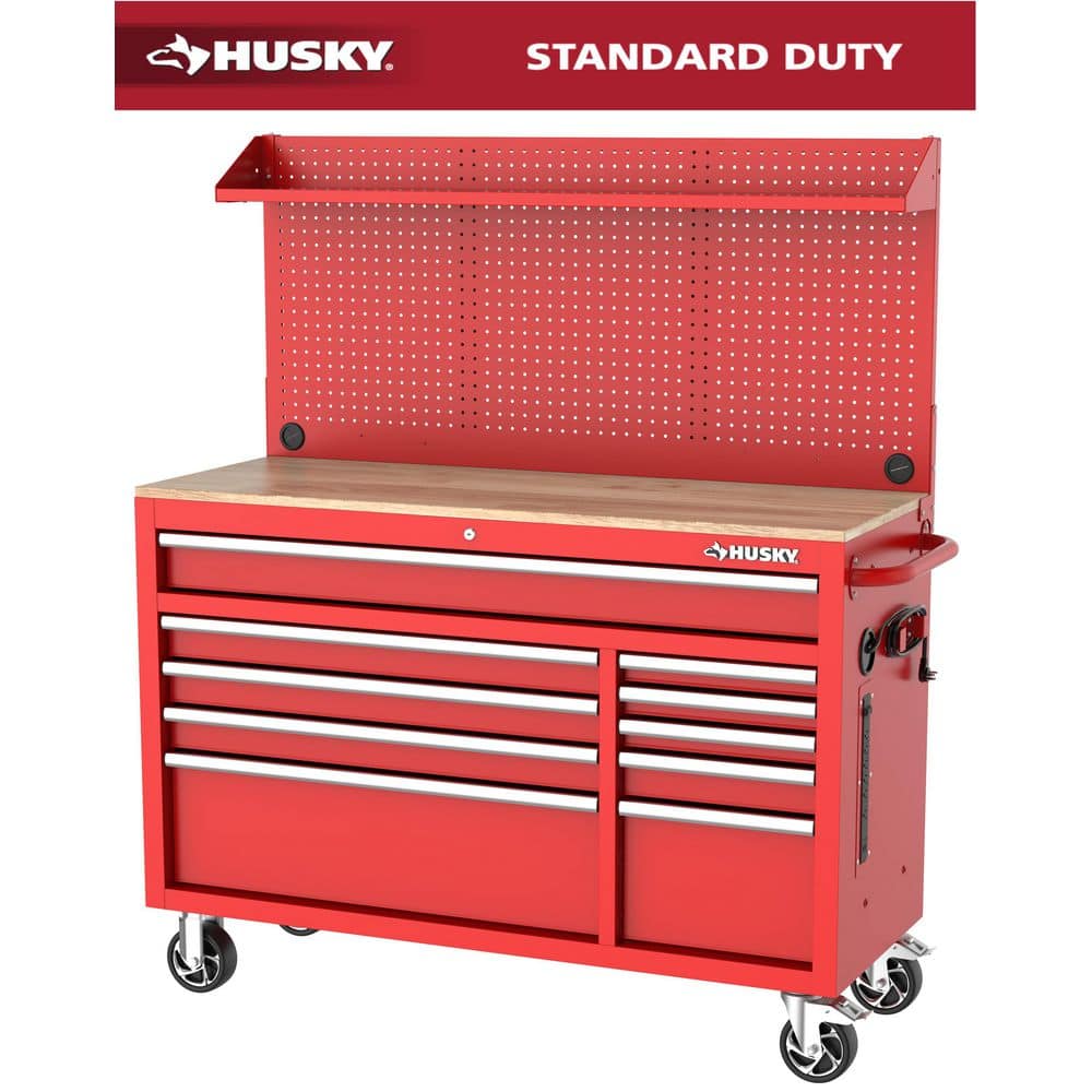 Husky Modular Tool Storage 52 in. W Standard Duty Red Mobile Workbench ...