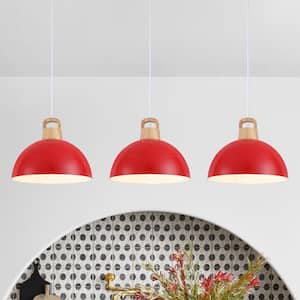 CLAXY 60 Watt 1 Light Red Finished Shaded Pendant Light with Clear ...