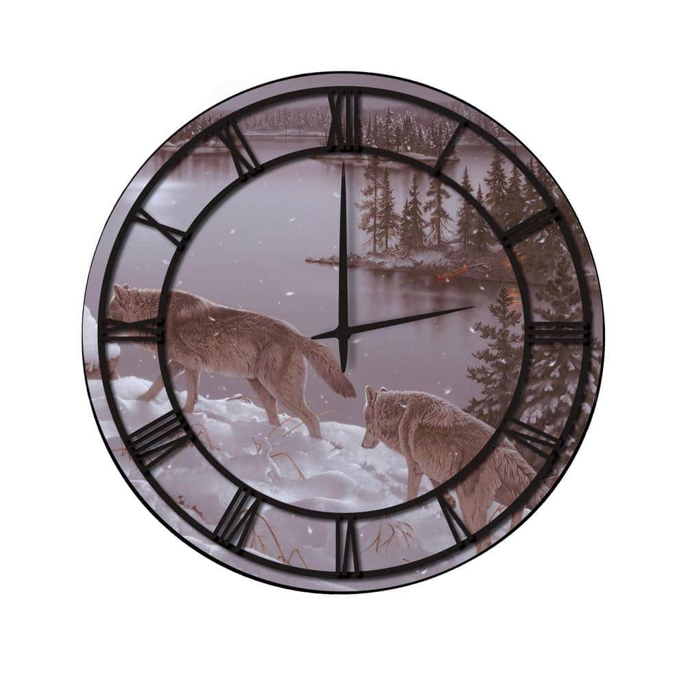 "Moon Shadow" Full Coverage Art and Black Numbers Imaged Wall Clock CL ...