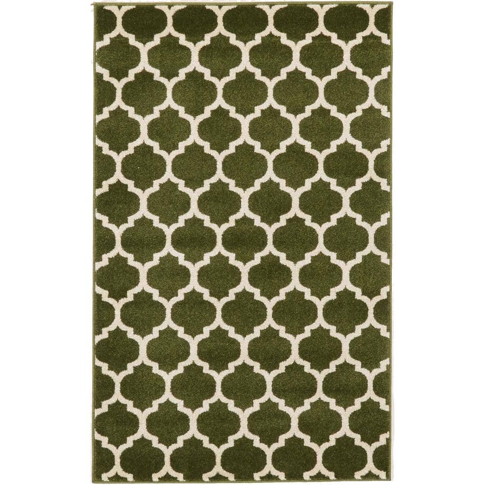 Unique Loom Trellis Philadelphia Dark Green/Beige 3' 3 x 5' 3 Area Rug ...