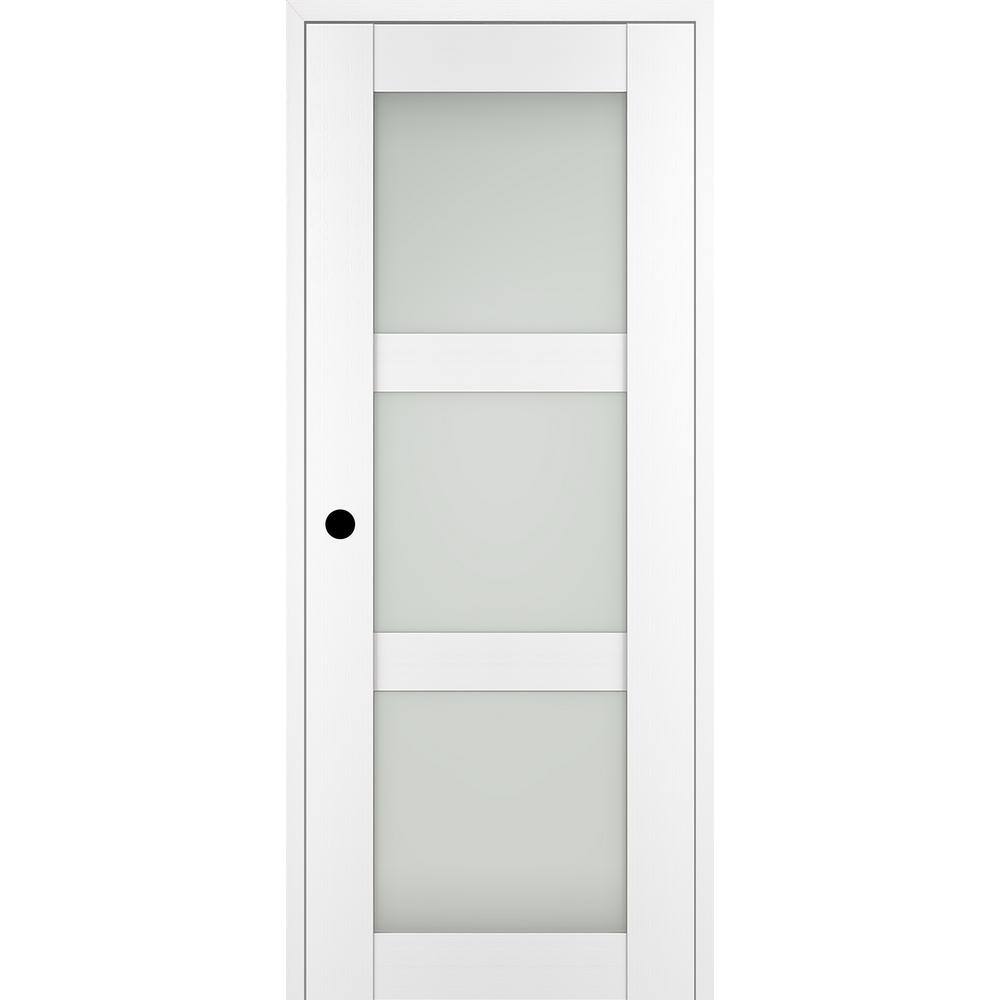 Belldinni Paola 3-Lite 28 in. x 80 in. RH Frosted Glass Bianco Noble ...