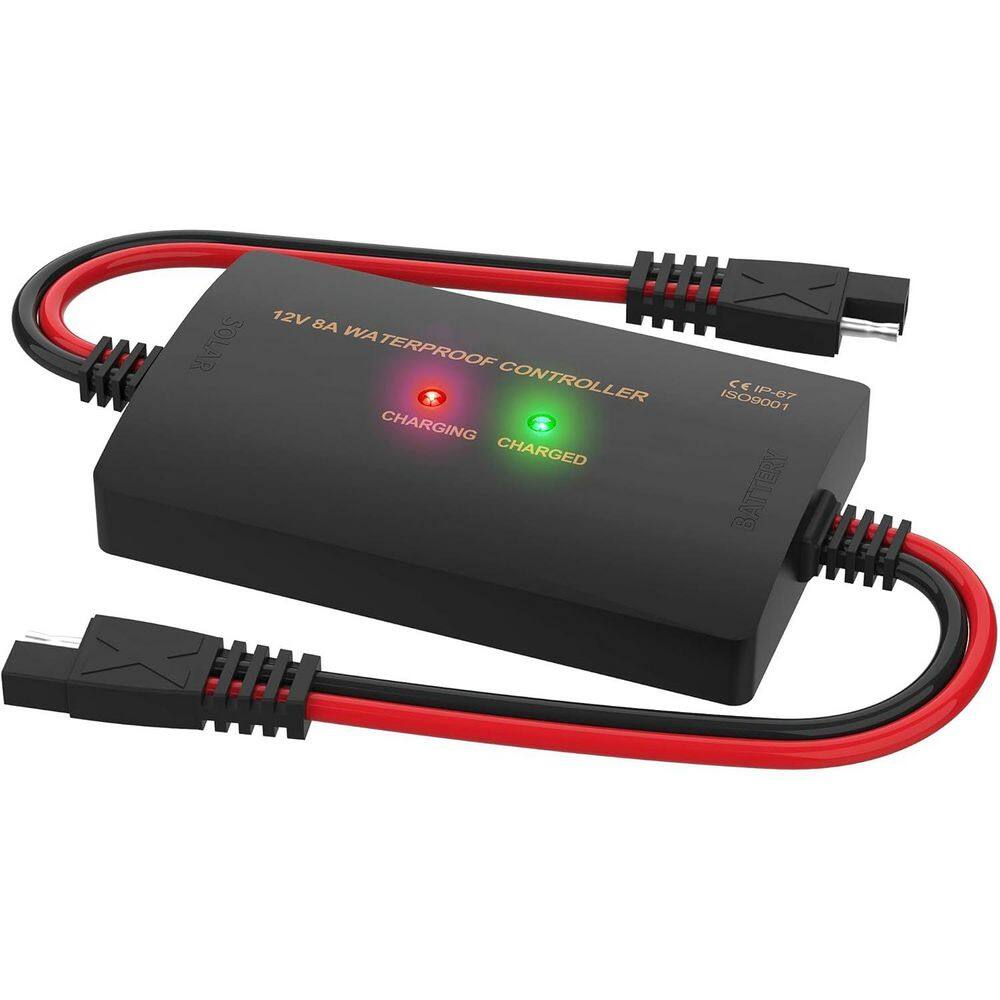 Vrbgify 12-Volts 8-Amps Solar Charge Controller, IP67 Waterproof with ...