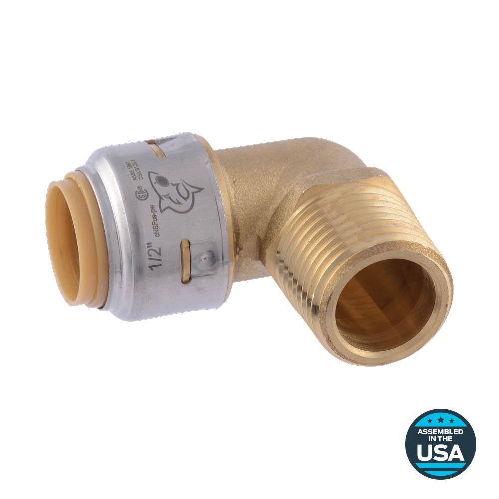 SharkBite Max 1/2 in. Push-to-Connect x MIP Brass 90-Degree Elbow ...
