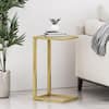 Noble House Mohar 11.5 in. Gold Glass Top C-Shaped Side Table 105949 ...