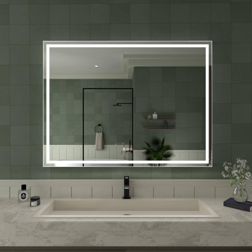 TaiMei 48 in. W x 36 in. H Frameless LED Single Bathroom Vanity Mirror ...
