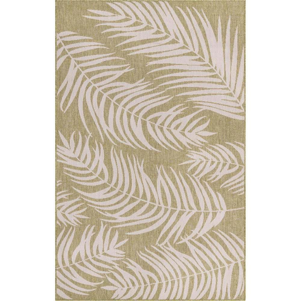 Unique Loom Outdoor Botanical Palm Green 5 ft. 1 in. x 8 ft. Area Rug ...