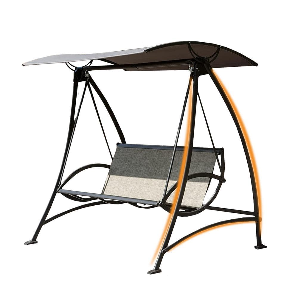 maocao hoom 52 in. 3-Person Brown Steel Sling Outdoor Patio Swing ...