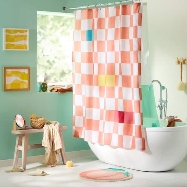 Peach shower curtain store