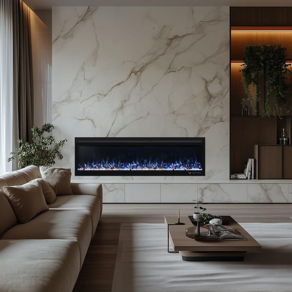 Delandgrand 60 in. Electric Fireplace Insert,Recessed, Wall Mounted ...