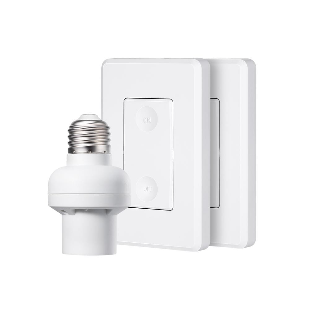 DEWENWILS 120-Volt Remote Control Light Bulb Socket w/ Wall Mounted ...