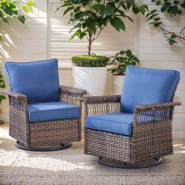 Opohoro Brown Wicker Outdoor Rocking Chairs, All-Weather PE Rattan ...