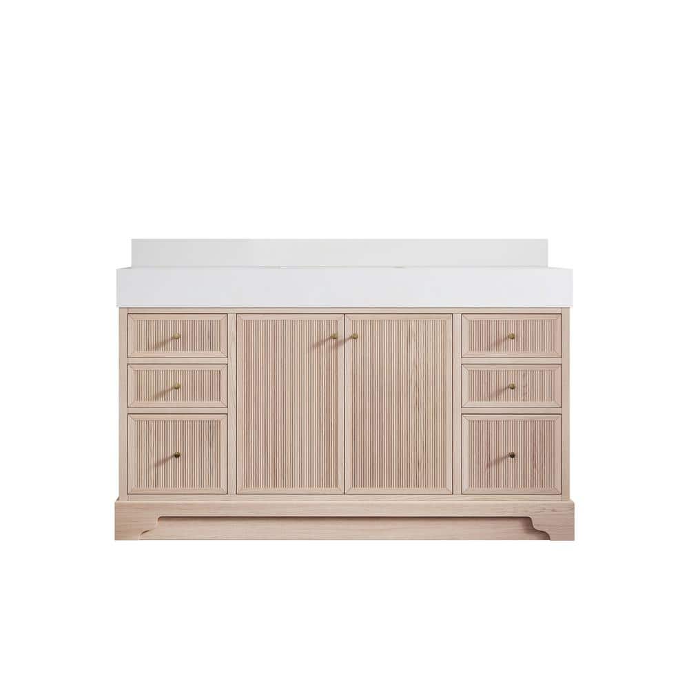 Willow Collections Manhattan Oak 60 in. W x 22 in. D x 36 in. H Single Sink Bath Vanity in White ...