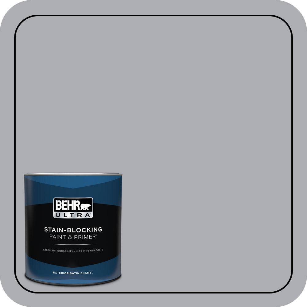 BEHR ULTRA 1 qt. #760E-3 Gray Timber Wolf Satin Enamel Exterior Paint ...