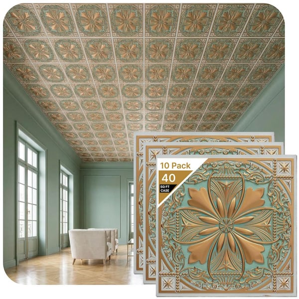 FROM PLAIN TO BEAUTIFUL IN HOURS Helena Rustic Patina 2 ft. x 2 ft. PVC ...