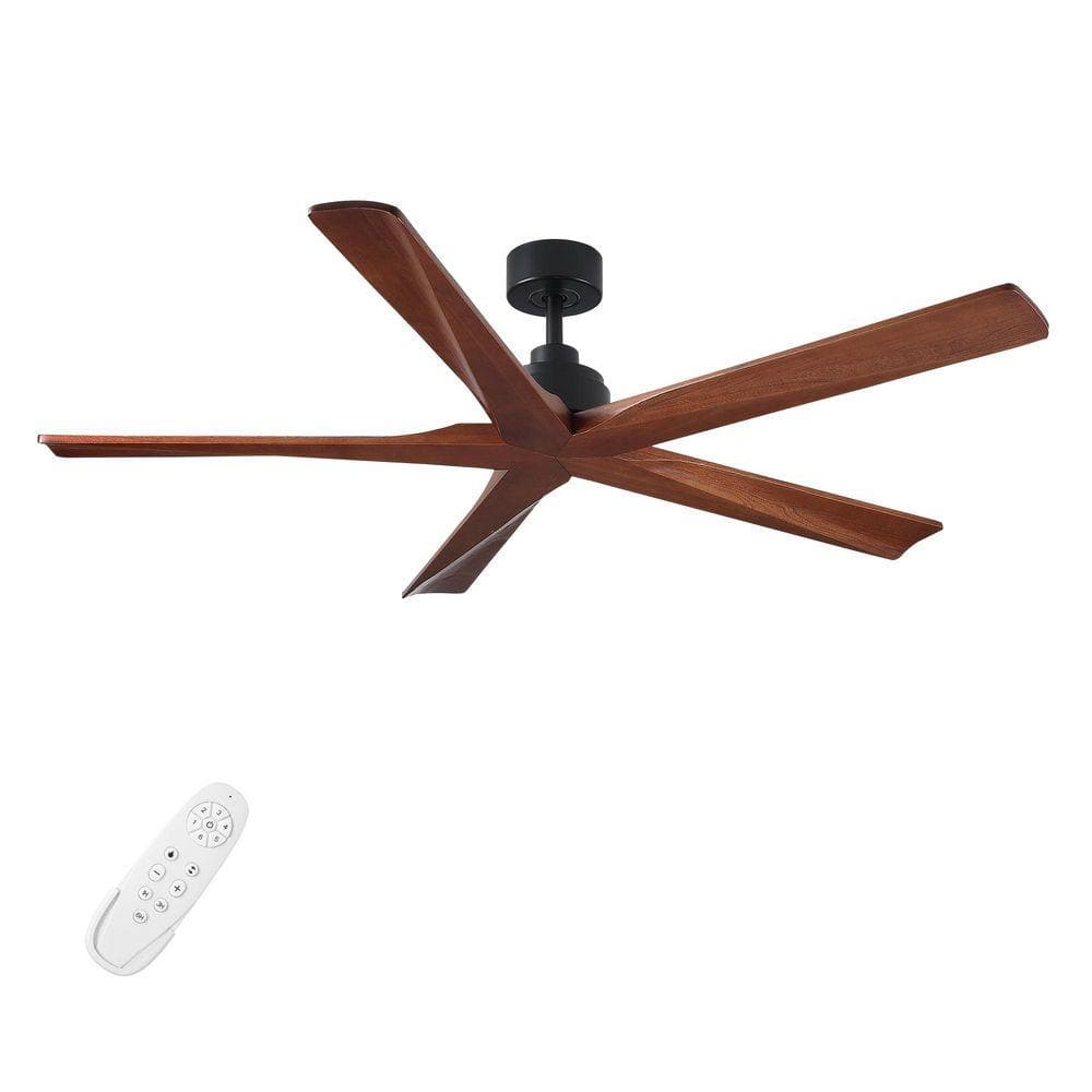 HOTEBIKE 5-Blades DC Motor Solid Wood Ceiling Fan, W 60in. Outdoor ...