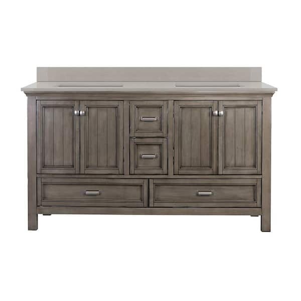 Foremost Brantley 61 in. W x 22 in. D x 34.75 in. H Bath Vanity Side Cabinet in Grey with Galaxy ...