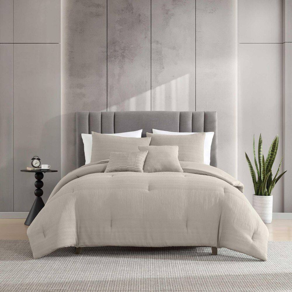 KENNETH COLE REACTION Variegated Waffle 3-Piece Linen Beige Microfiber ...