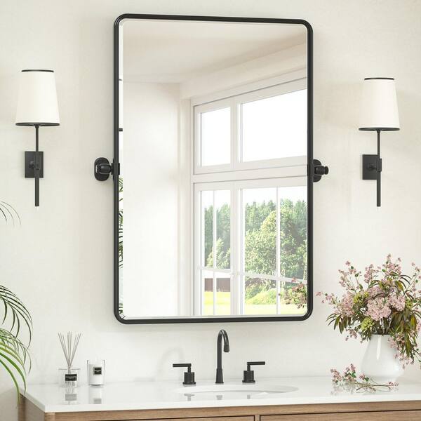 KeonJinn 24 in. W x 36 in. H Black Mirrors Framed Tilt Mirrors for ...