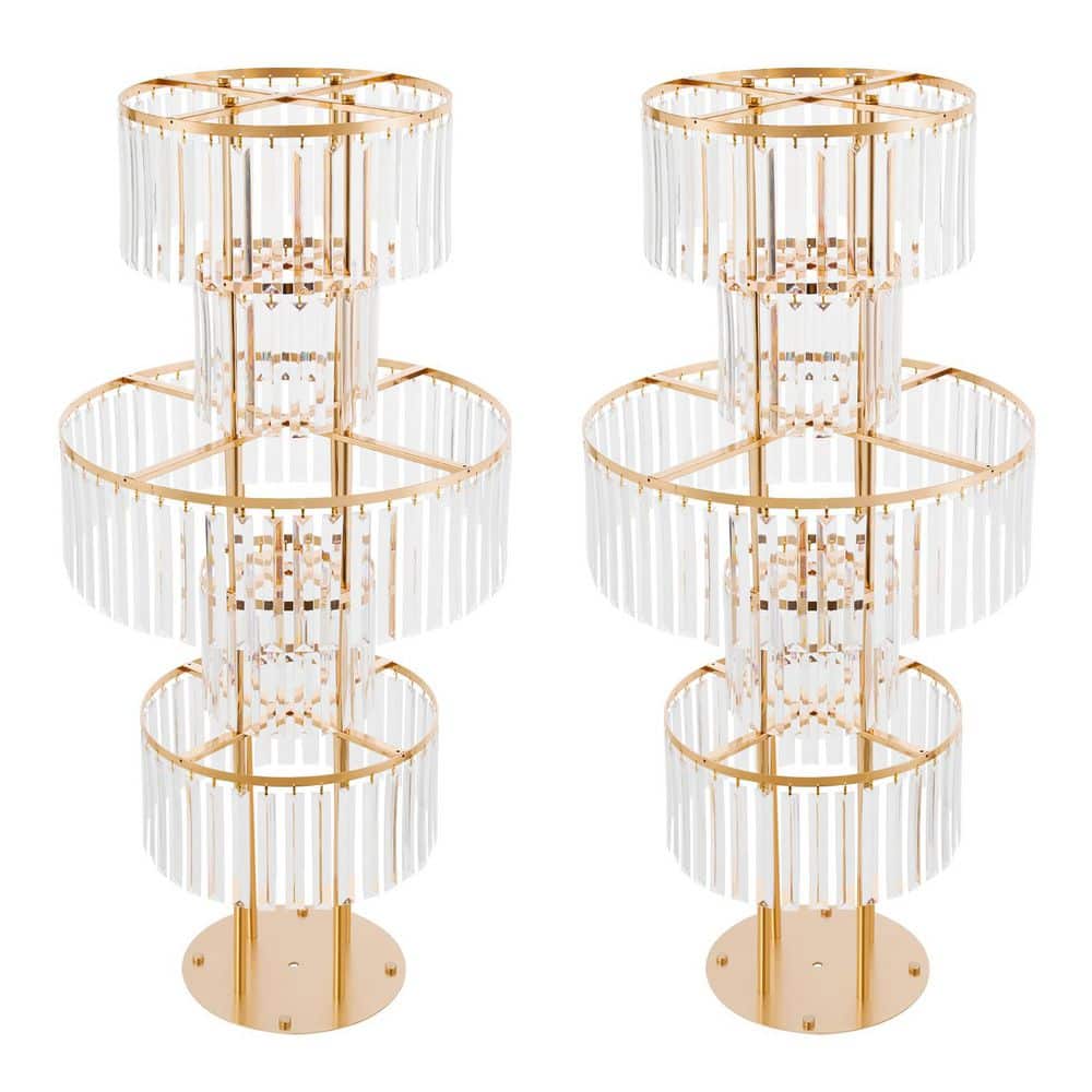 YIYIBYUS Gold Round 5-Tier Acrylic Pendants Metal Iron Frame Wedding ...