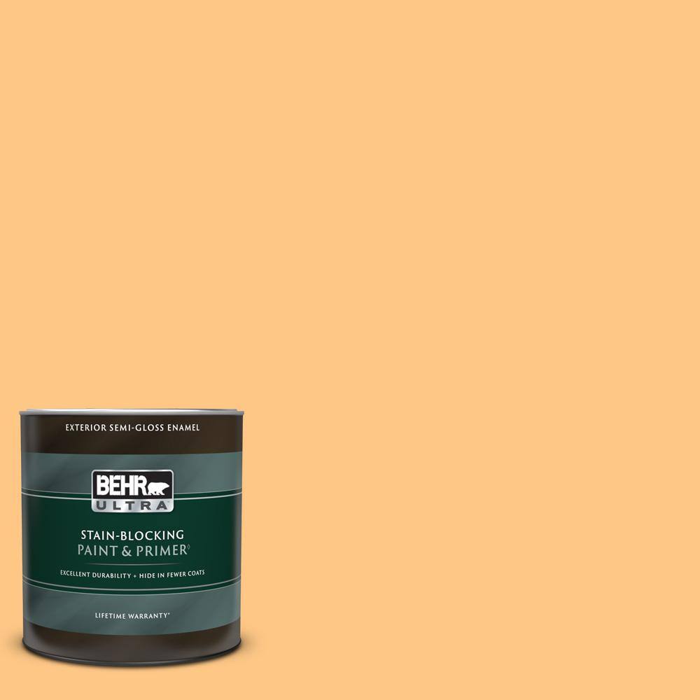 BEHR ULTRA 1 qt. #P240-4 Mango Tango Semi-Gloss Enamel Exterior Paint ...