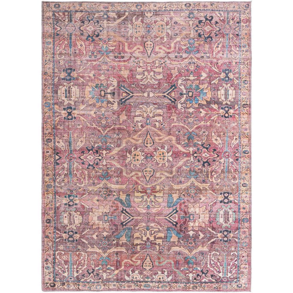 Unique Loom Nostalgia Katie Pink 7 ft. x 10 ft. Machine Washable Area ...