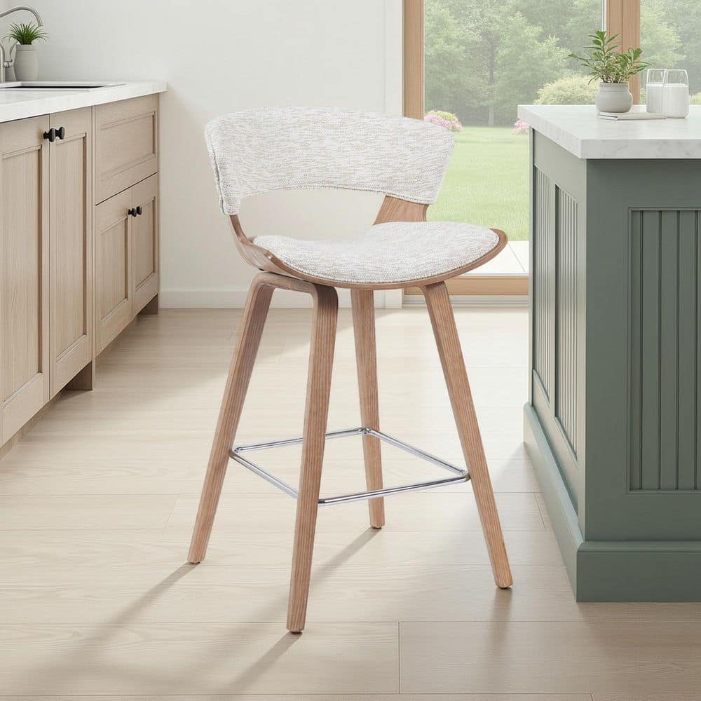 Armen Living Jagger Adjustable Counter Height Oatmeal Upholstered ...