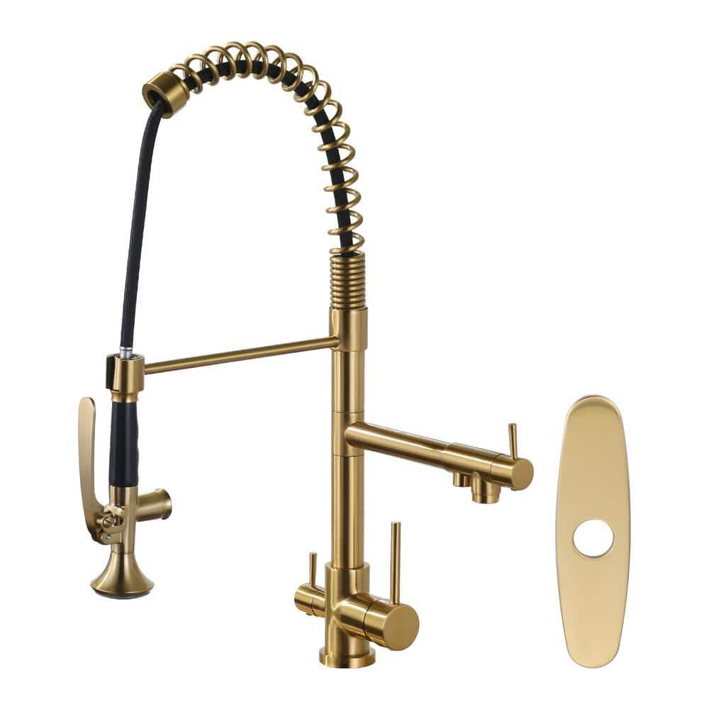 AVITAS Double Handle 3 in 1 Solid Brass Pull Down Sprayer Kitchen ...