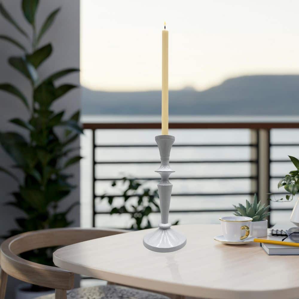 castellousa White 8 in. Modern Decorative Aluminum Metal Candle Stick Holder CB-AP133-CH-8-WHT ...