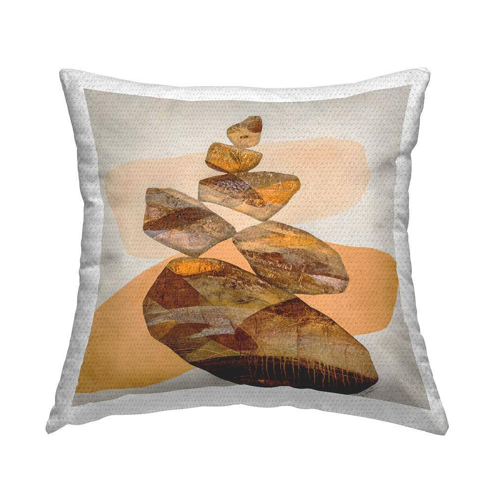 Stupell Industries Earthy Stacked Rocks Modern Orange Square Outdoor ...