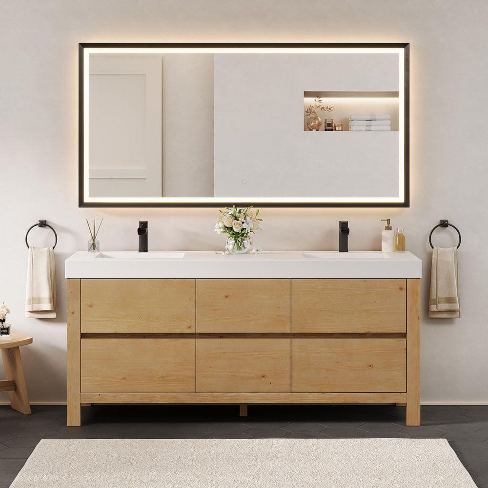Altair Cascadia 72 in. Double Freestanding Weathered Fir Bath Vanity ...