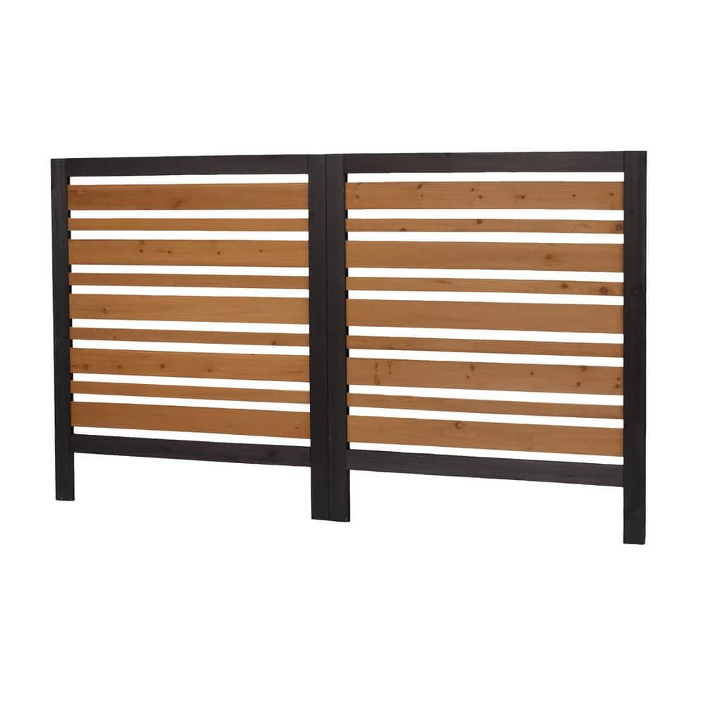 42 in. Black+Gold Solid Wood Garden Fence-Elegant 2-Panel Privacy ...