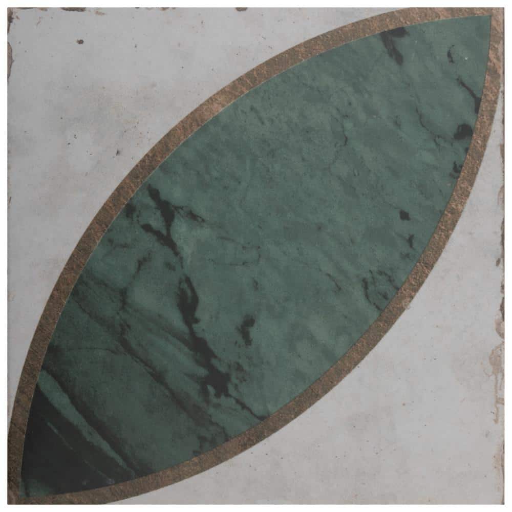 Merola Tile Renaissance Deco Emerald Mandorla 8 in. x 8 in. Porcelain ...