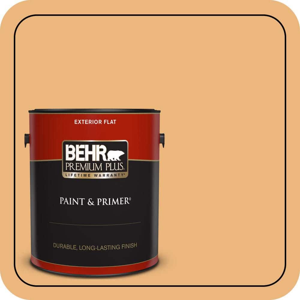 BEHR PREMIUM PLUS 1 gal. #ICC-100 Eastern Amber Flat Exterior Paint ...