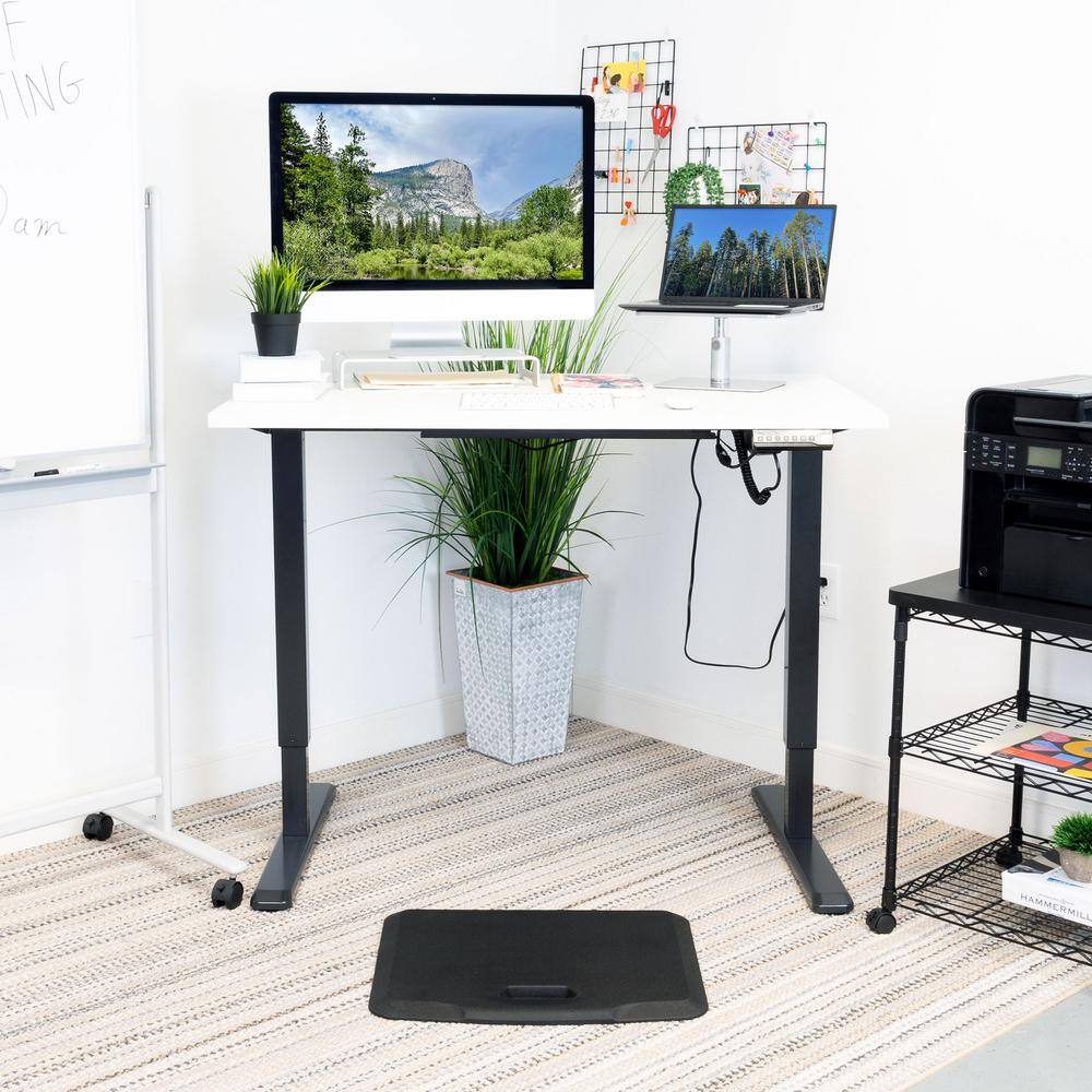 mount-it! 55 in. Oak Tabletop Height Adjustable Electric Standing Desk ...