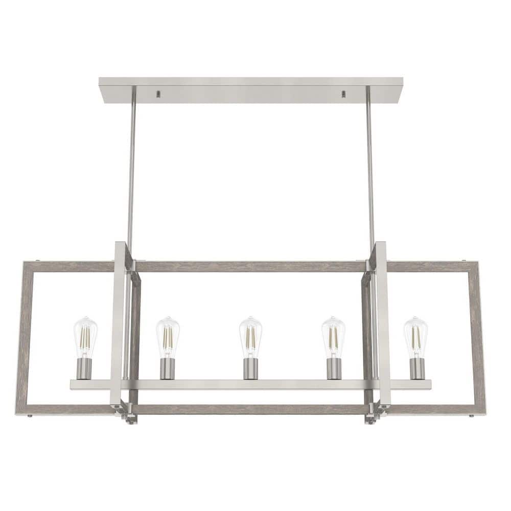 Hunter Woodburn 5-Light Brushed Nickel Candlestick Chandelier 19811 ...