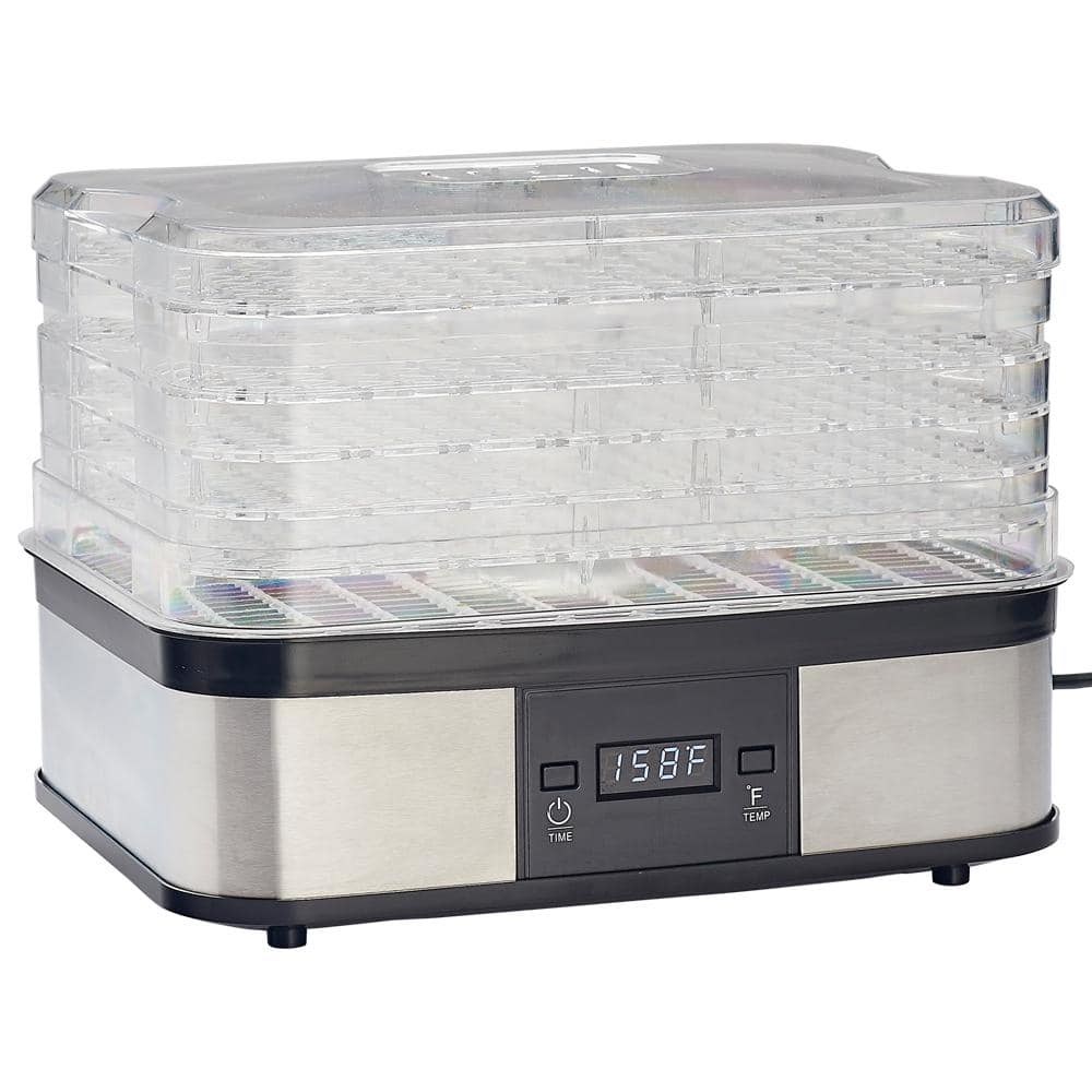 LEM 5-Tray Stainless and Black Digital Food Dehydrator with Temperature ...