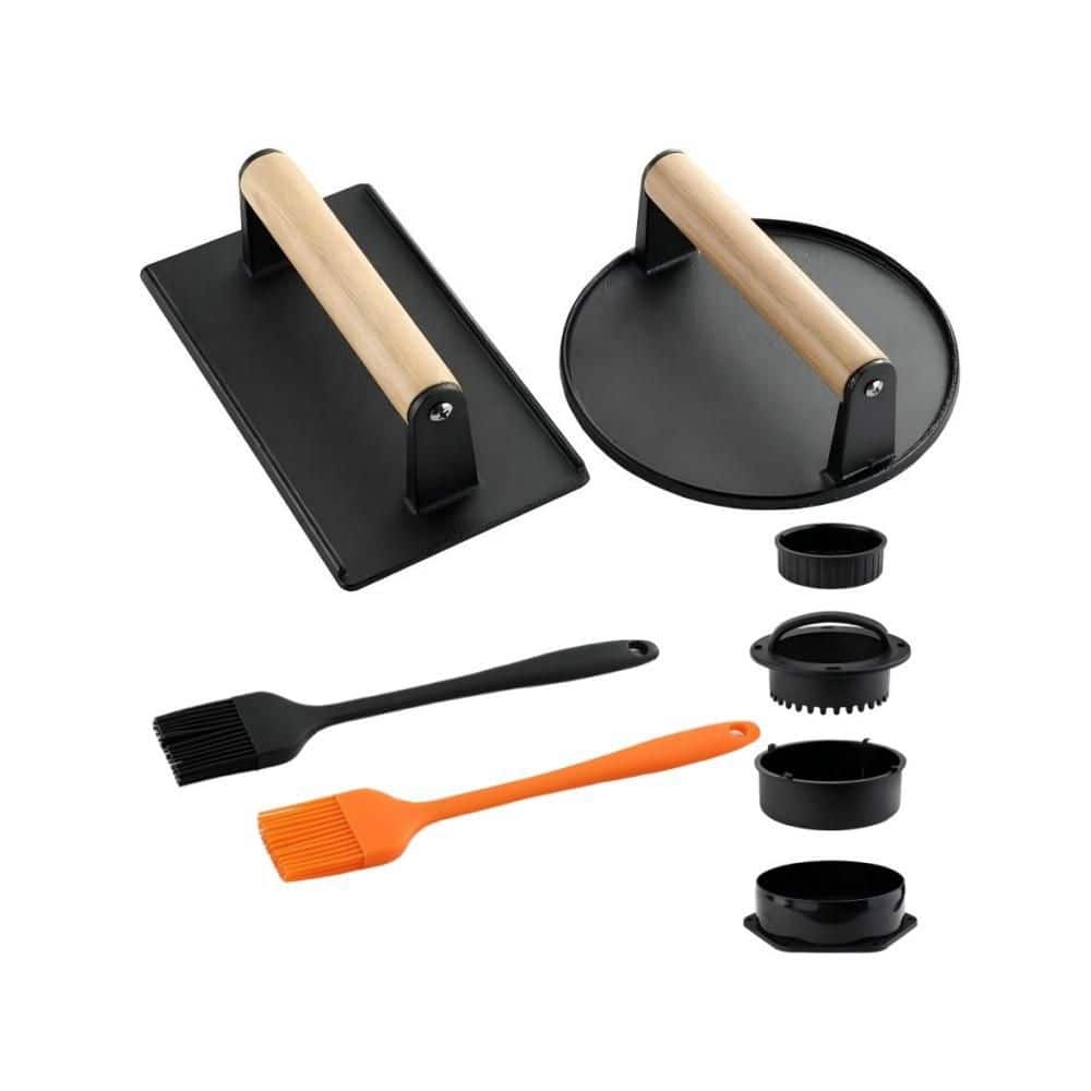 Wudkey Stuffed Burger Mold Set, 2-Piece Cast Iron Smash Burger Presses ...