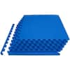 PROSOURCEFIT Thick Exercise Puzzle Mat Blue 24 in. x 24 in. x 0.75 in ...