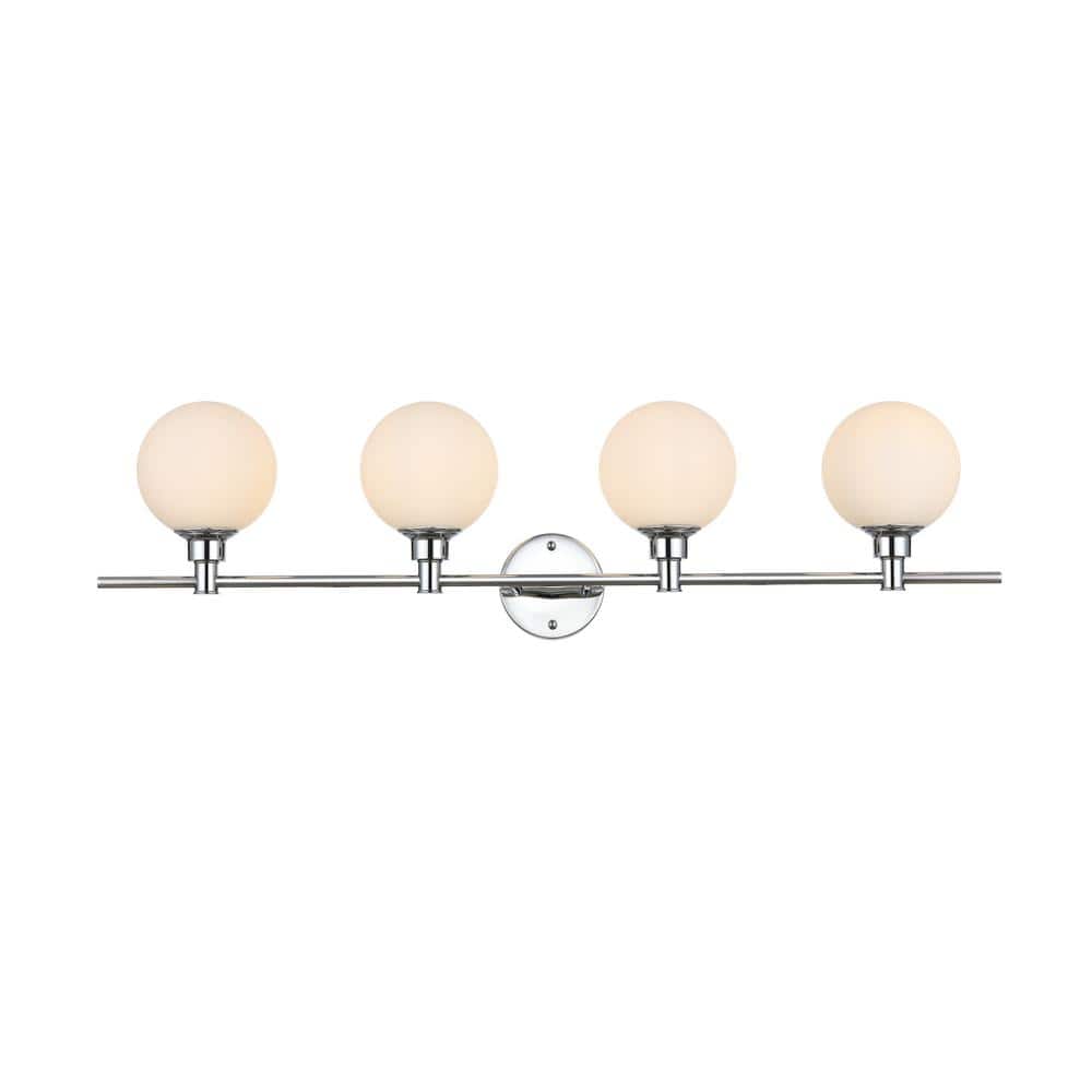 Simply Living 38 in. 4-Light Modern Chrome Vanity Light with Frosted ...
