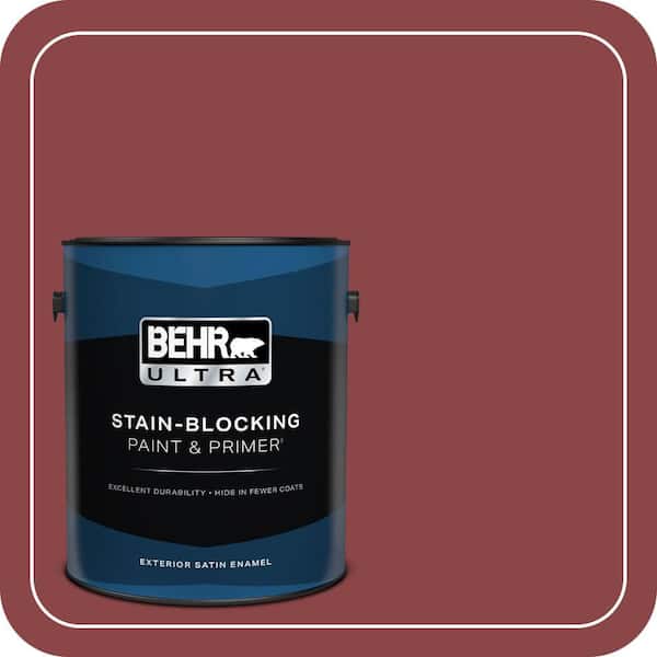BEHR ULTRA 1 gal. #PPU1-10 Forbidden Red Satin Enamel Exterior Paint ...
