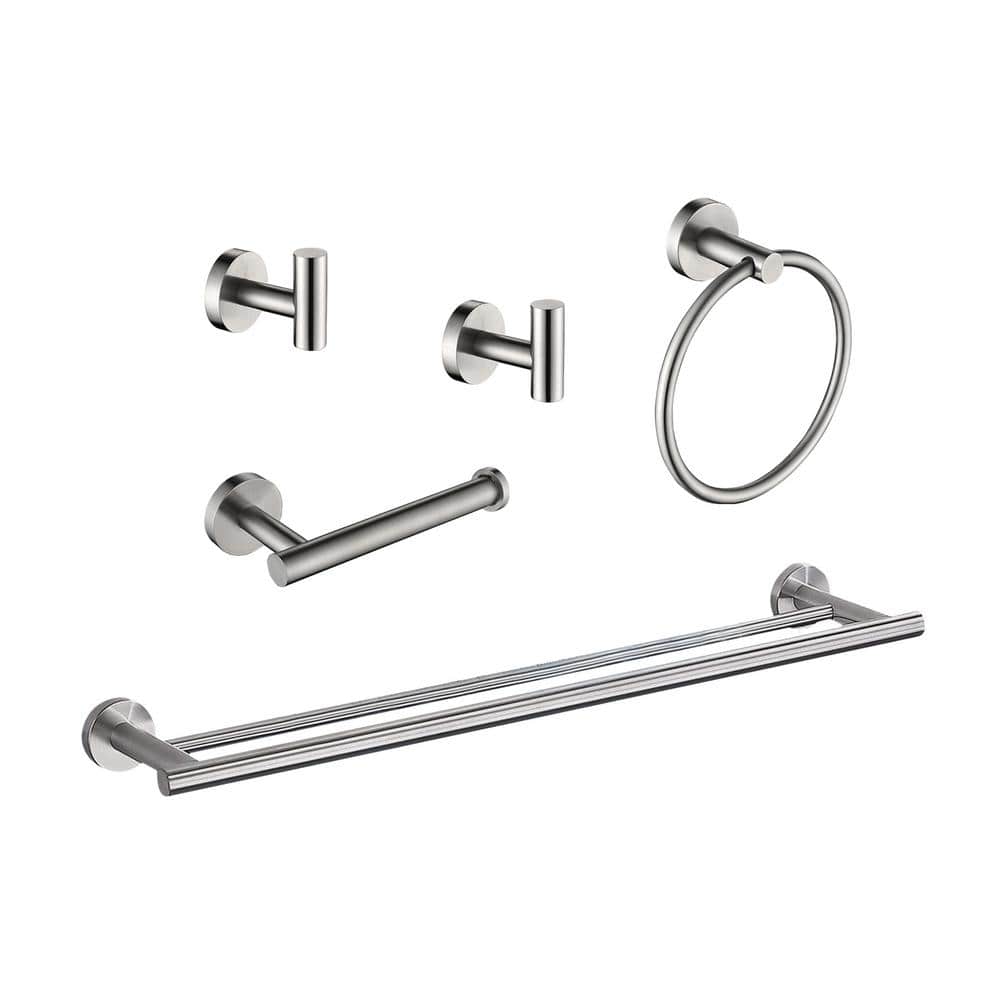 Tahanbath 5-Piece Bath Hardware Set with Hand Towel Holder in Brushed ...