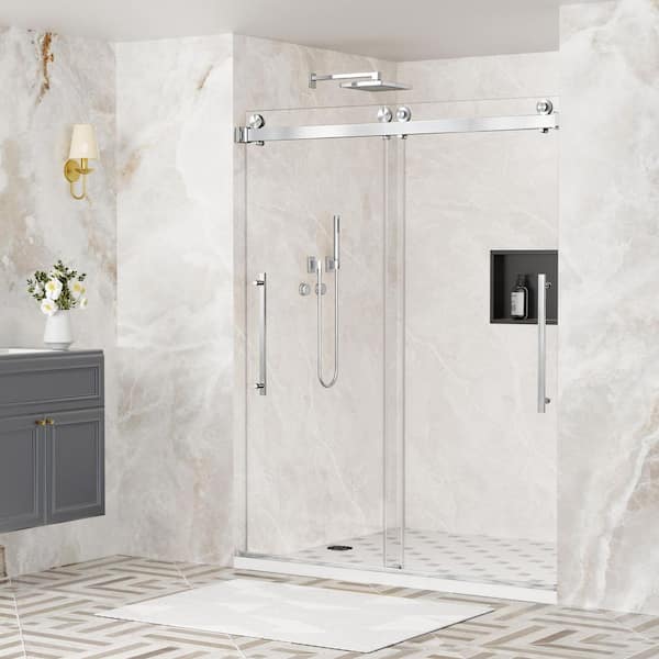 Peorsily 44-48 in. W x 76 in. H Frameless Sliding Shower Door in ...