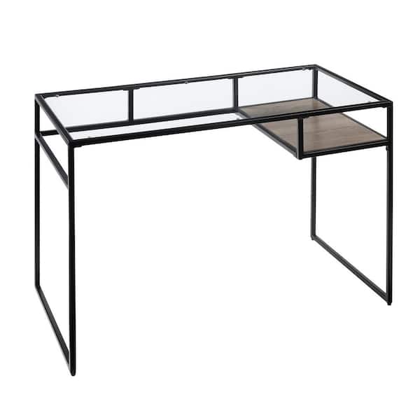 HomeRoots 48 in. Rectangular Black Glass Writing Desk 2000491406 - The ...