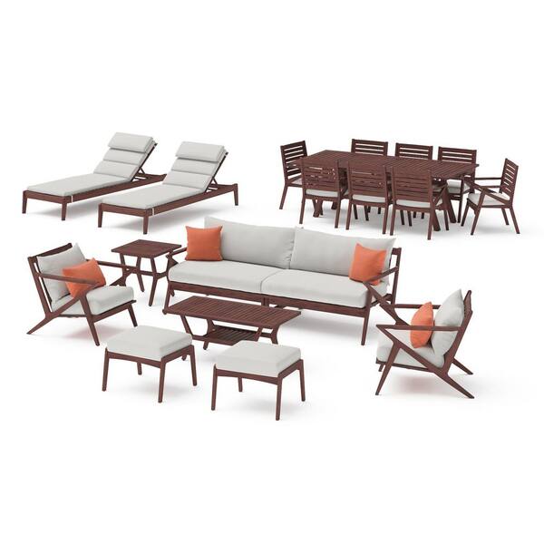 RST BRANDS Vaughn 18-Piece Wood Patio Conversation Seating Set with ...