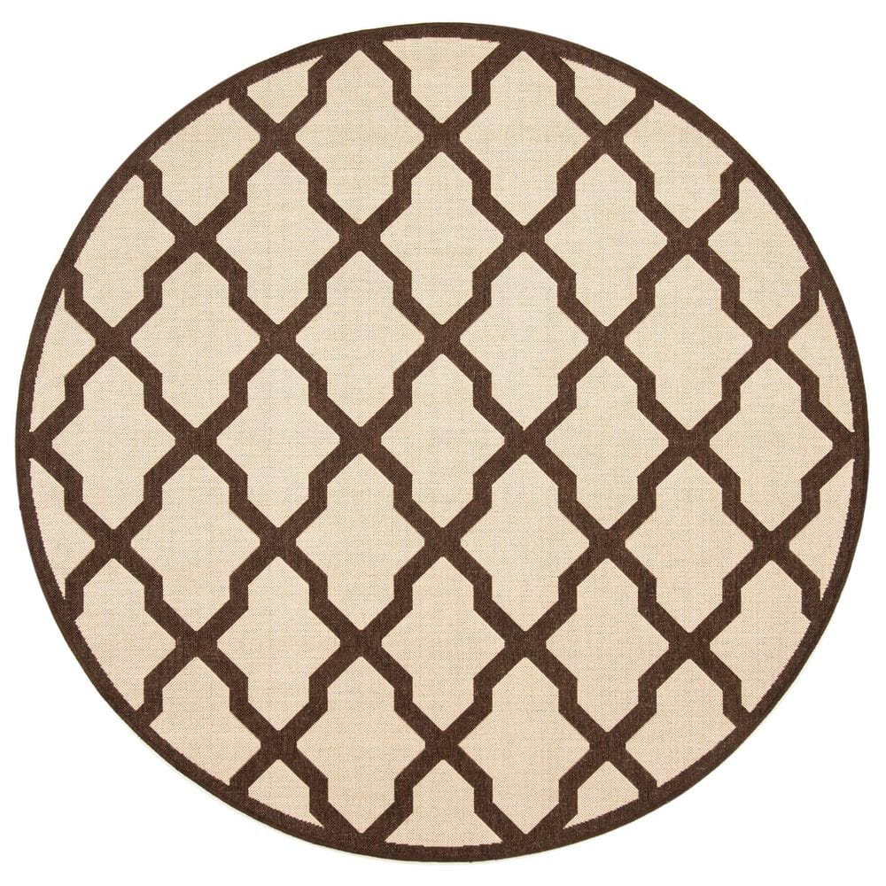 SAFAVIEH Linden Natural/Brown 7 ft. x 7 ft. Border Geometric Diamonds ...