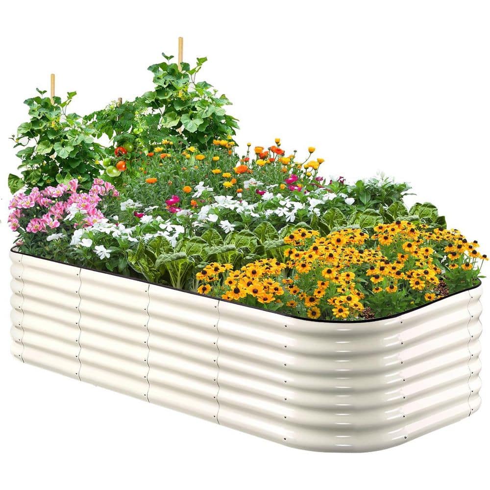 Oyezvary Oval Galvanized Raised Garden Bed Kit 72 in. L x 36 in. W x 24 ...