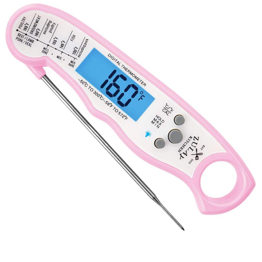 Zulay Kitchen Instant Read Digital Meat Thermometer with Probe - Pink Z ...