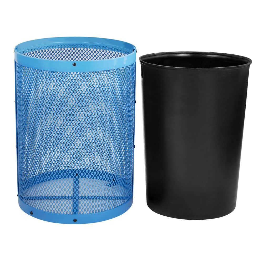 Alpine Industries 36 Gal. Blue Steel Diamond Outdoor Commercial Trash ...