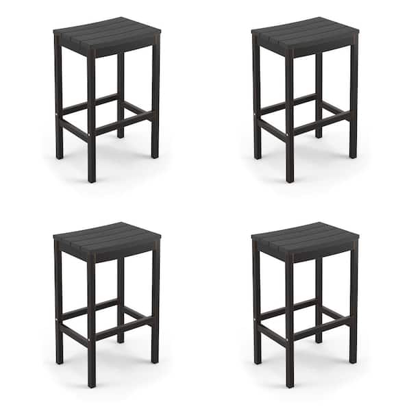 LUE BONA Humphrey 26 in. 4-Piece Black Aluminum Plastic Backless ...