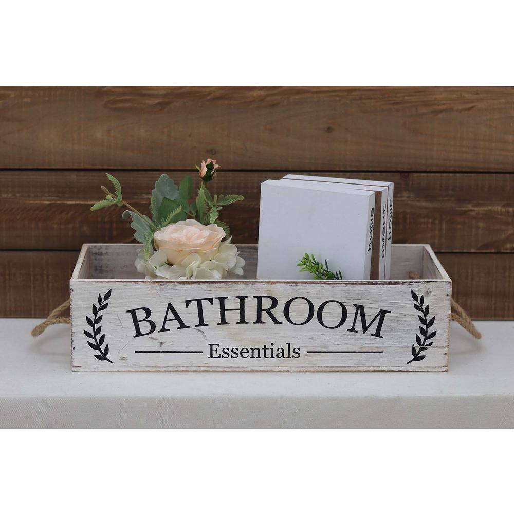 PARISLOFT Rustic White Wooden Bathroom Box MODU013 - The Home Depot